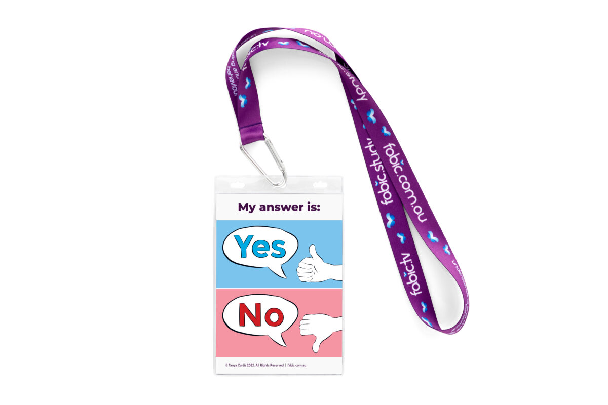 Communication Card with Lanyard - Fabic | Behaviour Specialists